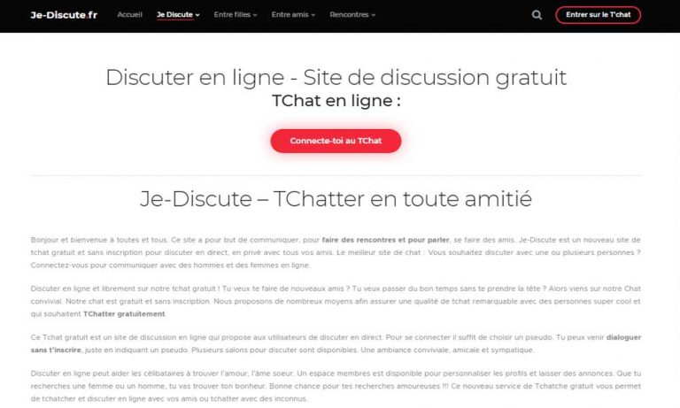 Je-Discute - Meilleur tchat gratuit | TChat en ligne sans inscription